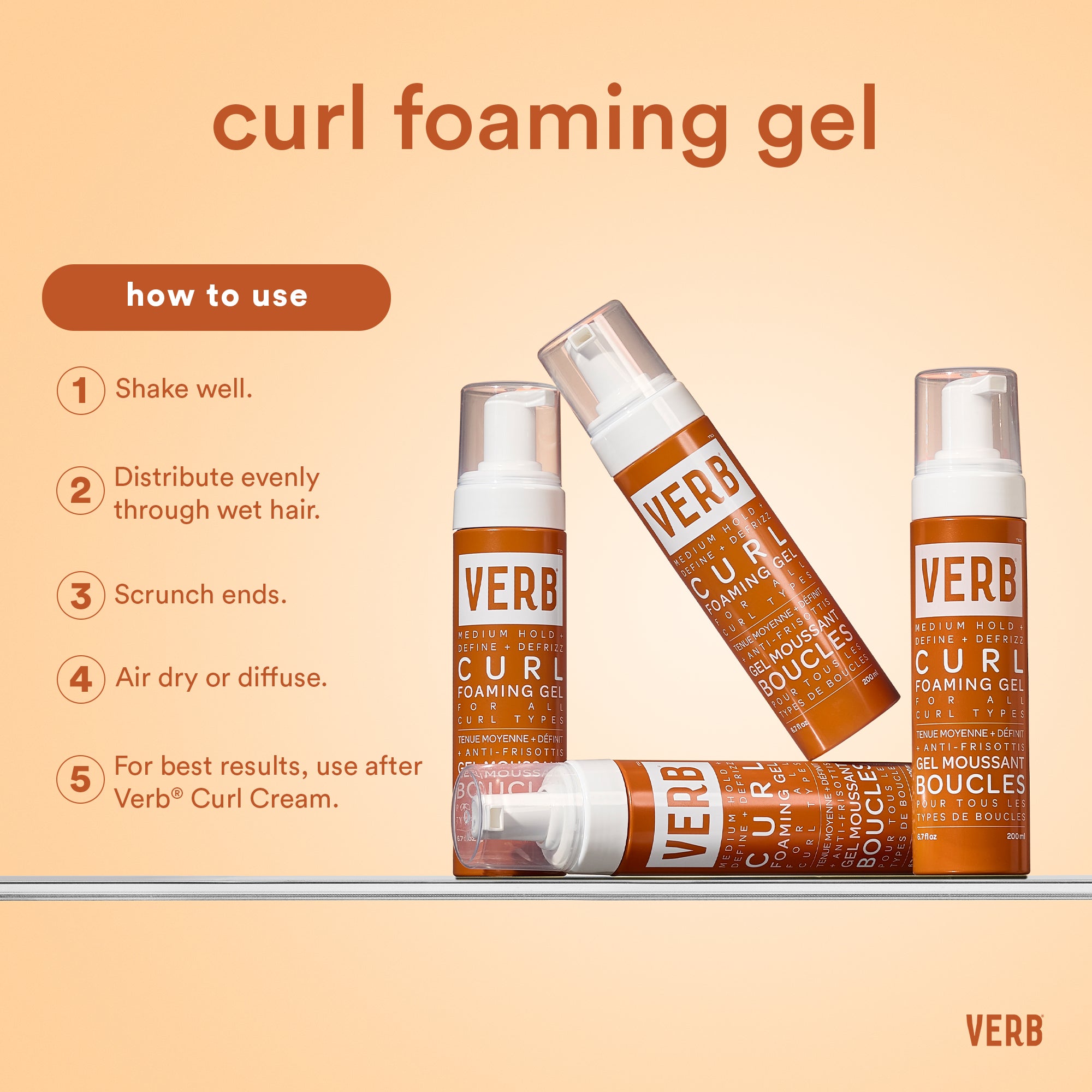 curl foaming gel | definition + defrizz | verb products